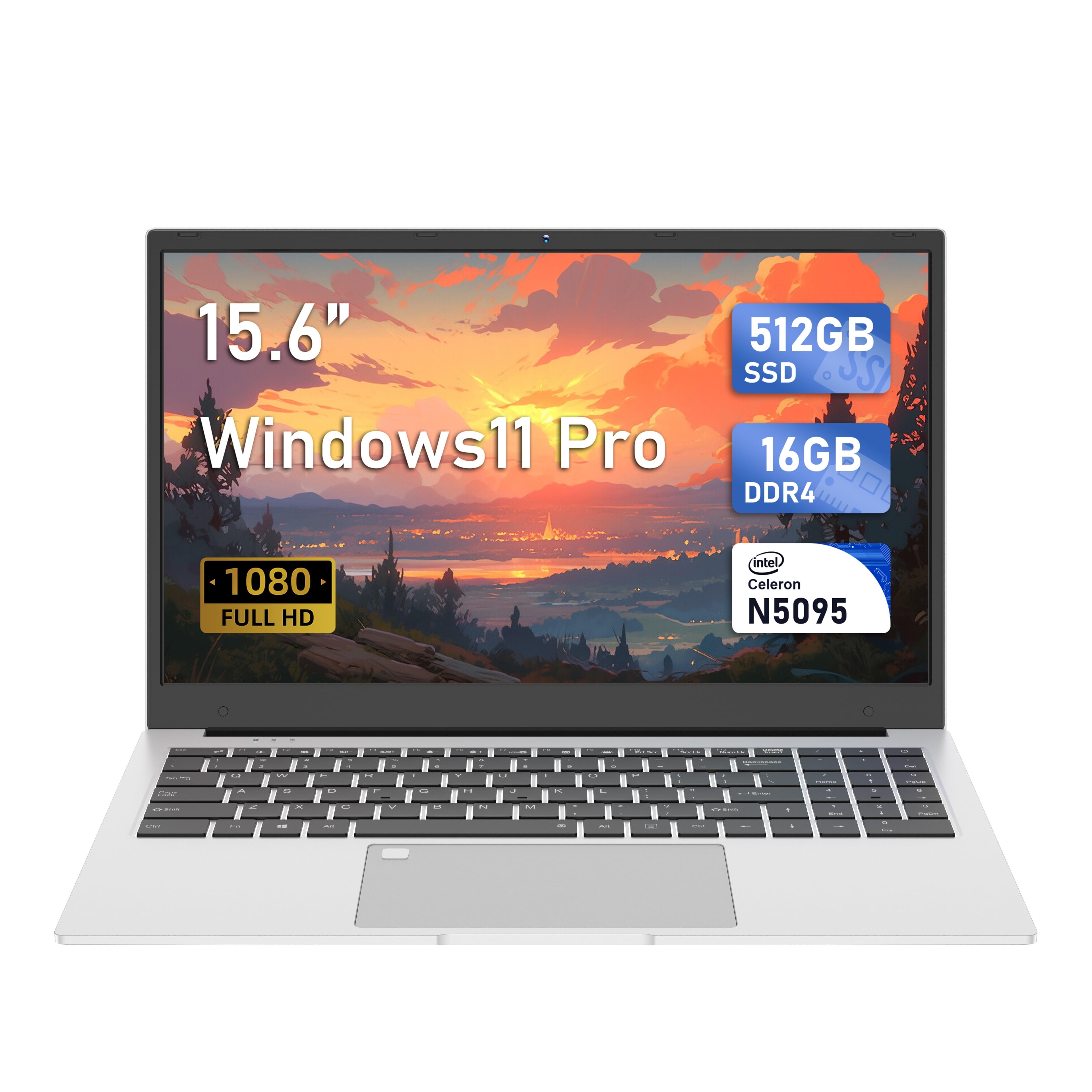 "Byone 15.6"" Laptop, Intel N5095, 16GB DDR4, 512GB SSD, Backlit ...