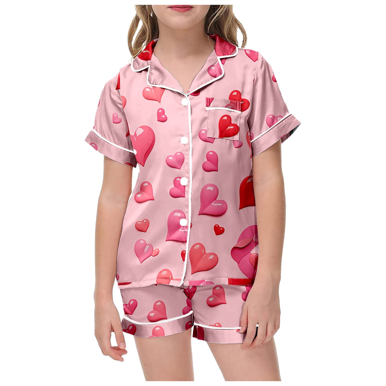 Byoo 2PCS Valentine Homewear Set for Little Girls Cute Heart Graphic ...
