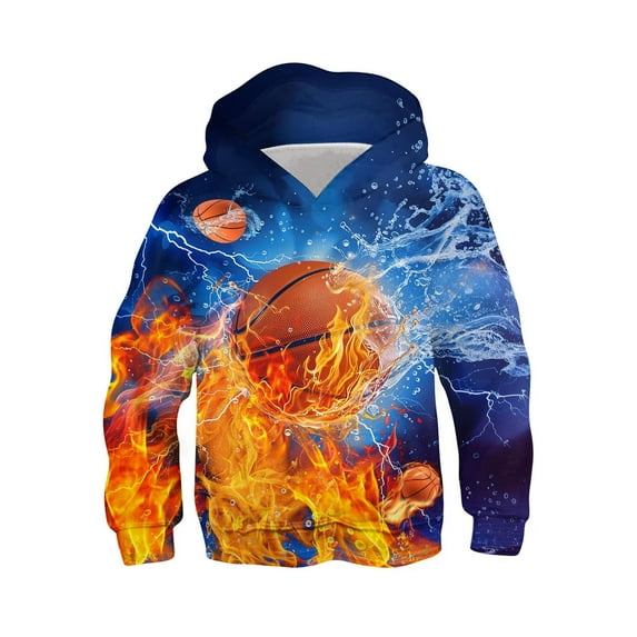 Byoo 3D Baseball Fire Printing Little Boys Hoodie Full Sleeve Hoody ...
