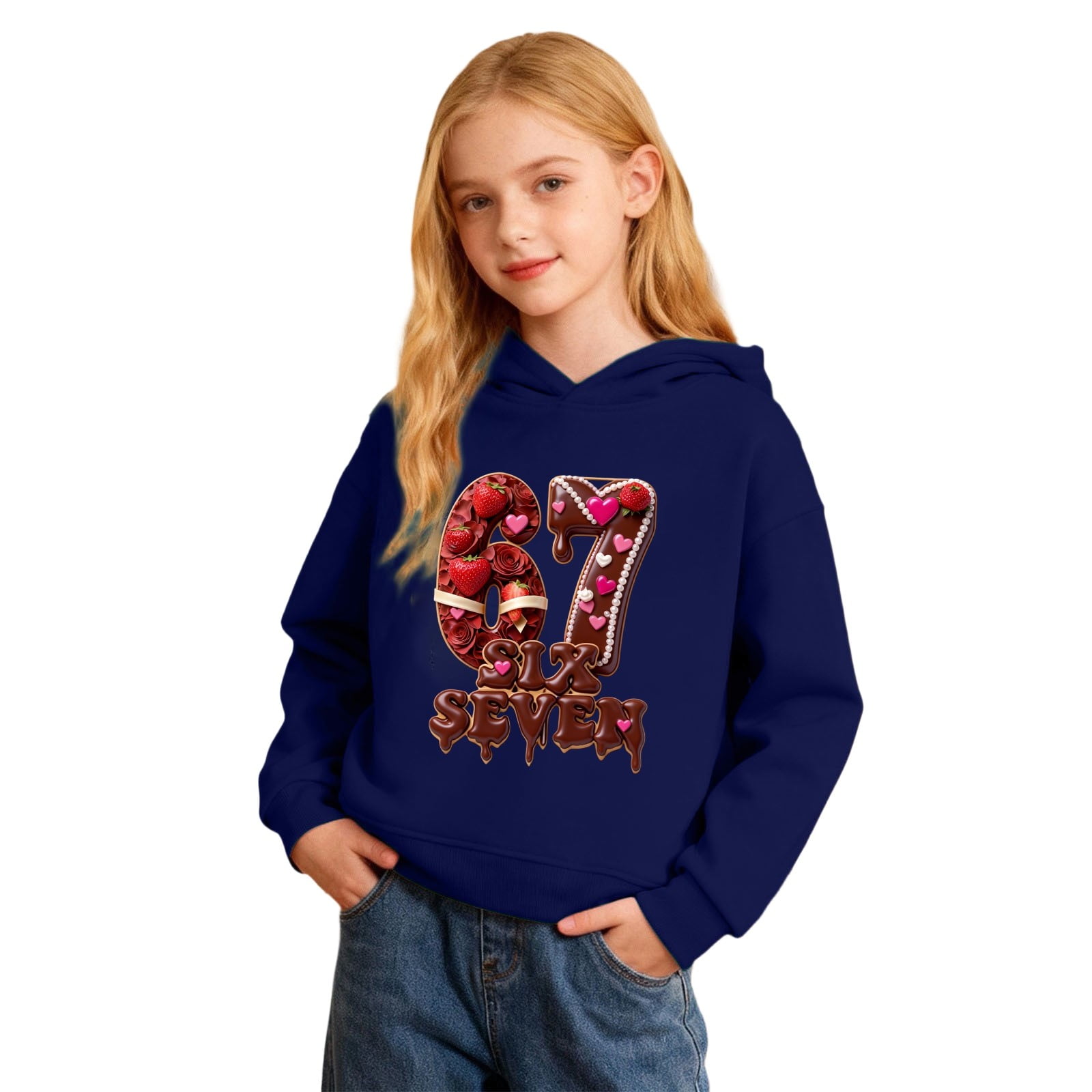 Byoo 67 Number Graphic Big Girl Hoodie Full Sleeve Round Neck Pullover ...