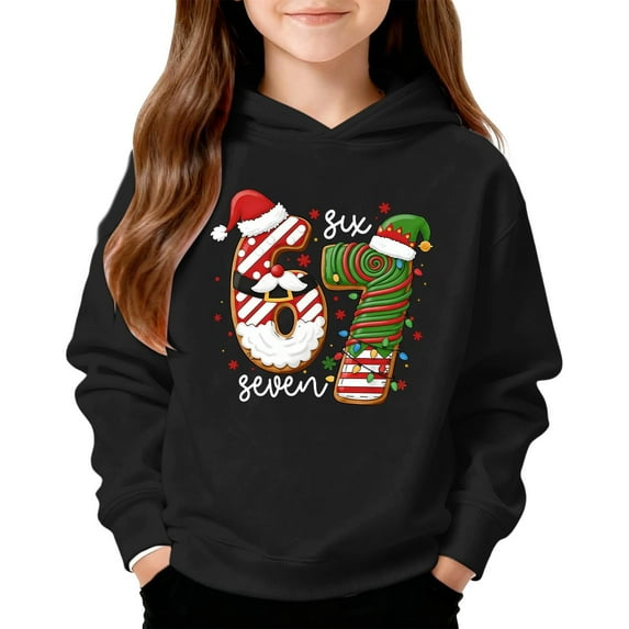 Byoo 67 Number Graphic Hoodie for Little Girl Comfy Soft Long-Sleeved ...