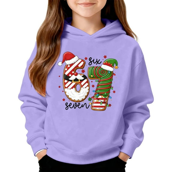 Byoo 67 Number Graphic Hoodie for Toddler Girl Comfy Soft Long-Sleeved ...