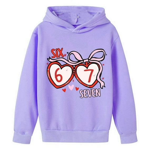 Byoo 67 Number Graphic Little Girl Hoodie Soft Full-Sleeved Pullover ...