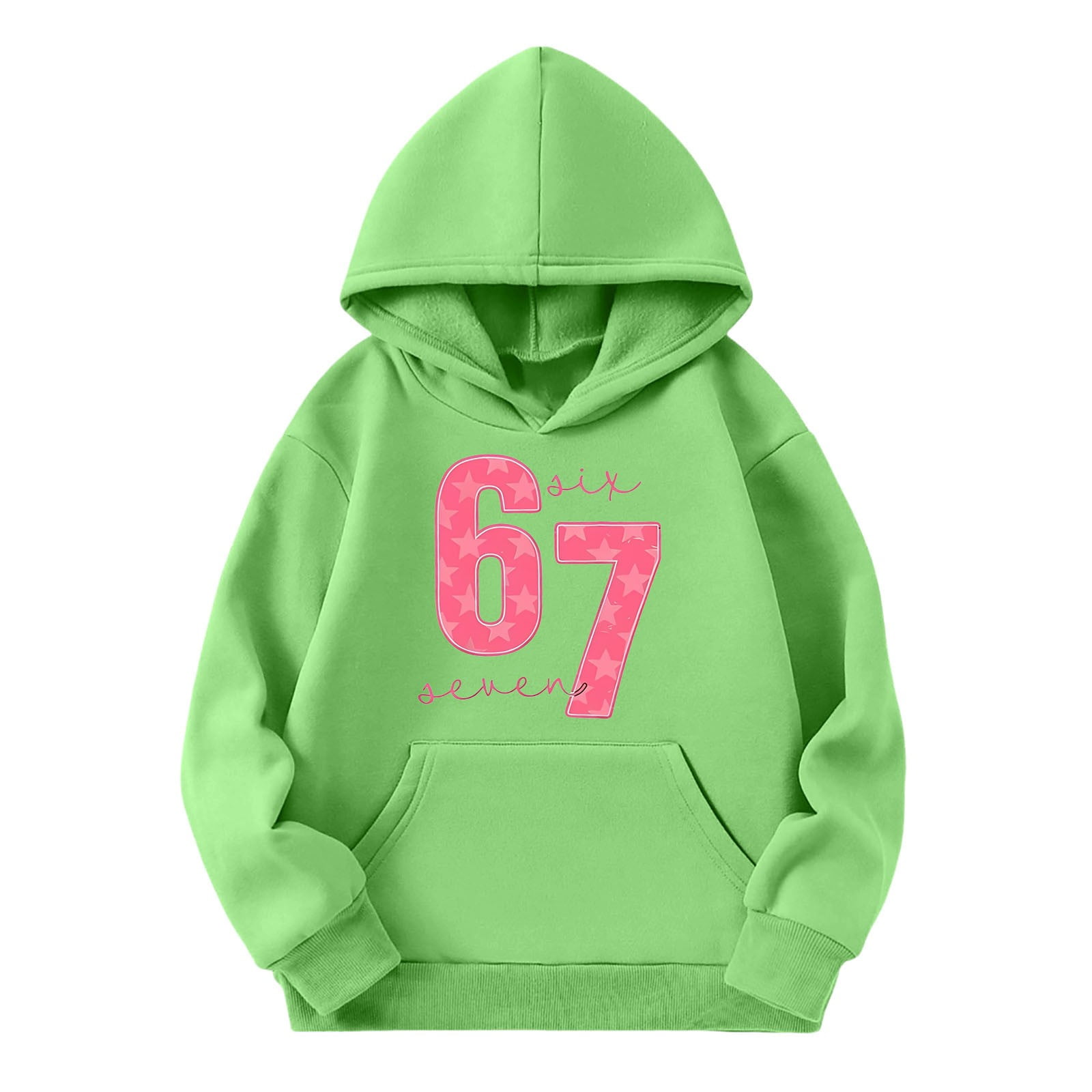 Byoo 67 Number Printed Hoodie for Big Girl Kangaroo Pocket Oversize ...