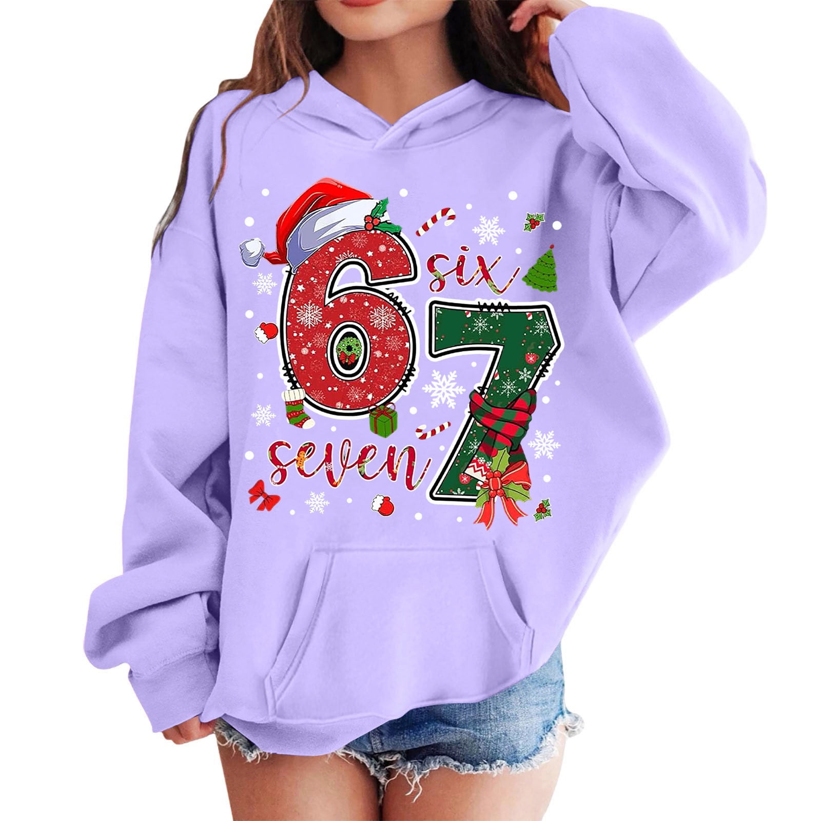 Byoo 67 Number Printed Oversized Sweatshirt for Big Girl Long Sleeved ...
