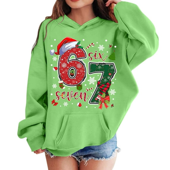 Byoo 67 Number Printed Oversized Sweatshirt for Tween Girl Long Sleeved ...