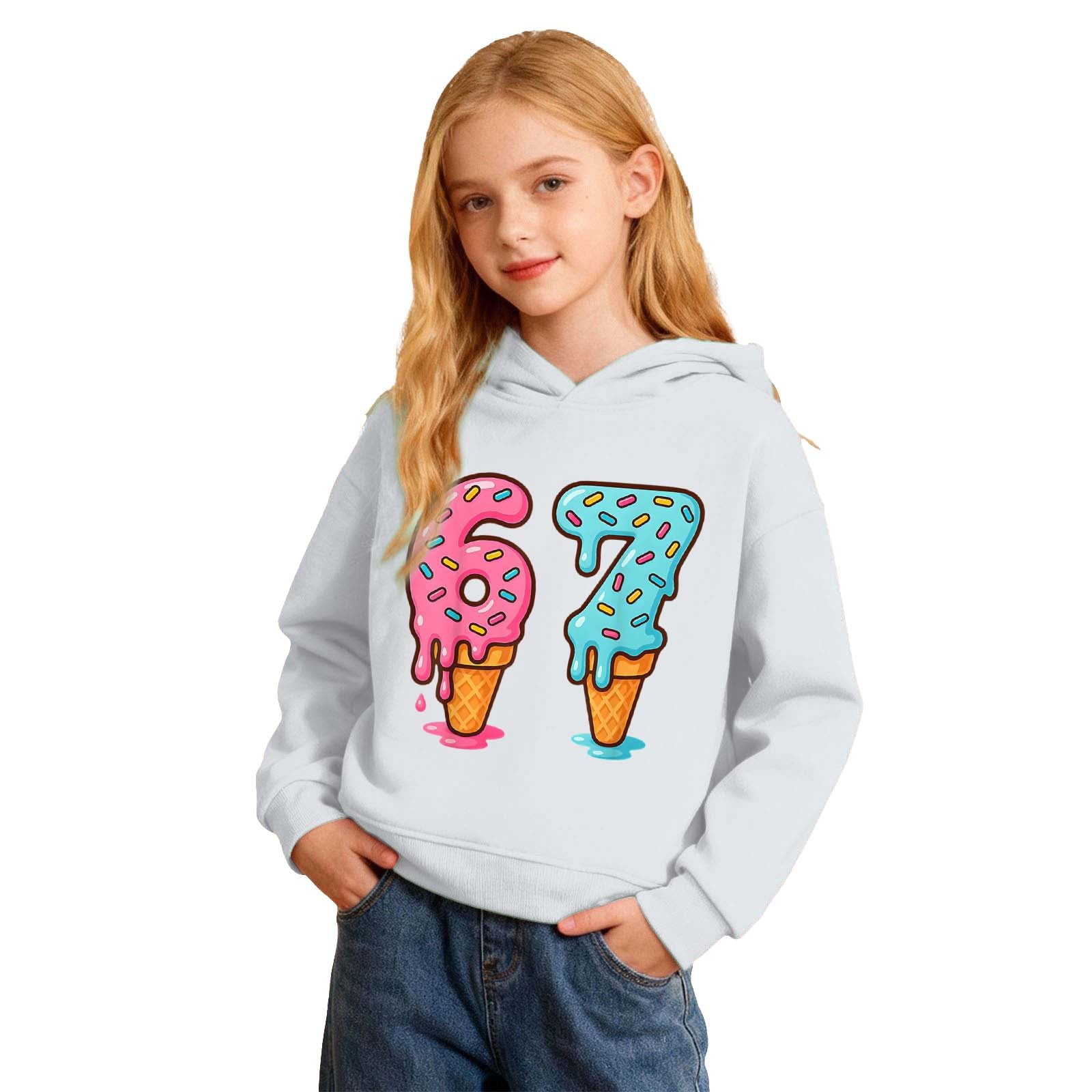 Byoo 67 Number Printing Big Girl Hoodie Long Sleeved Hooded Child ...
