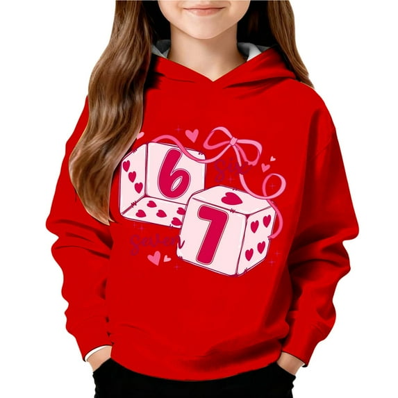 Byoo 67 Number Printing Hoodie for Little Girls Unisex Long-Sleeved ...