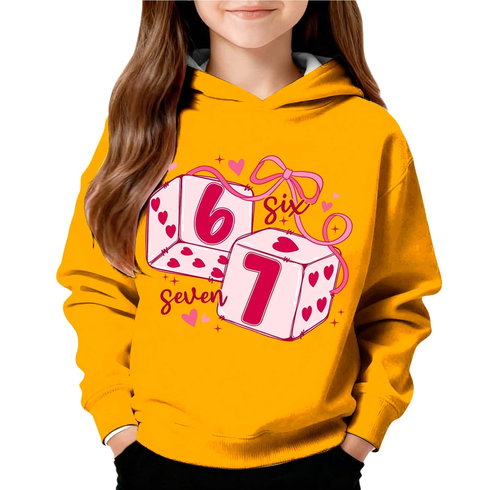 Byoo 67 Number Printing Hoodie for Teen Girls Unisex Long-Sleeved Hoody ...