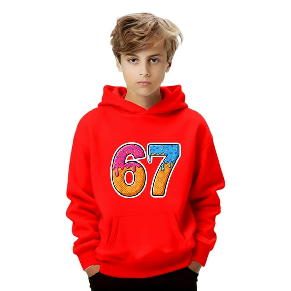 Byoo 67 Number Printing Tween Girl Hoody Top Sport Full Sleeve Pullover ...
