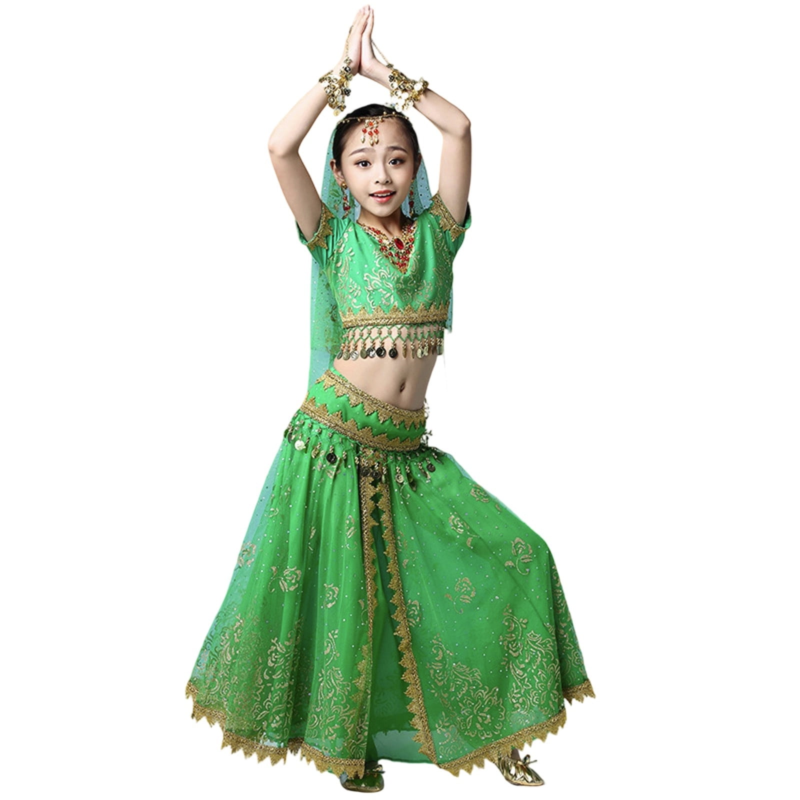Byoo Arabian Belly Dance Tween Girl Outfit Set with Printed Skirt ...