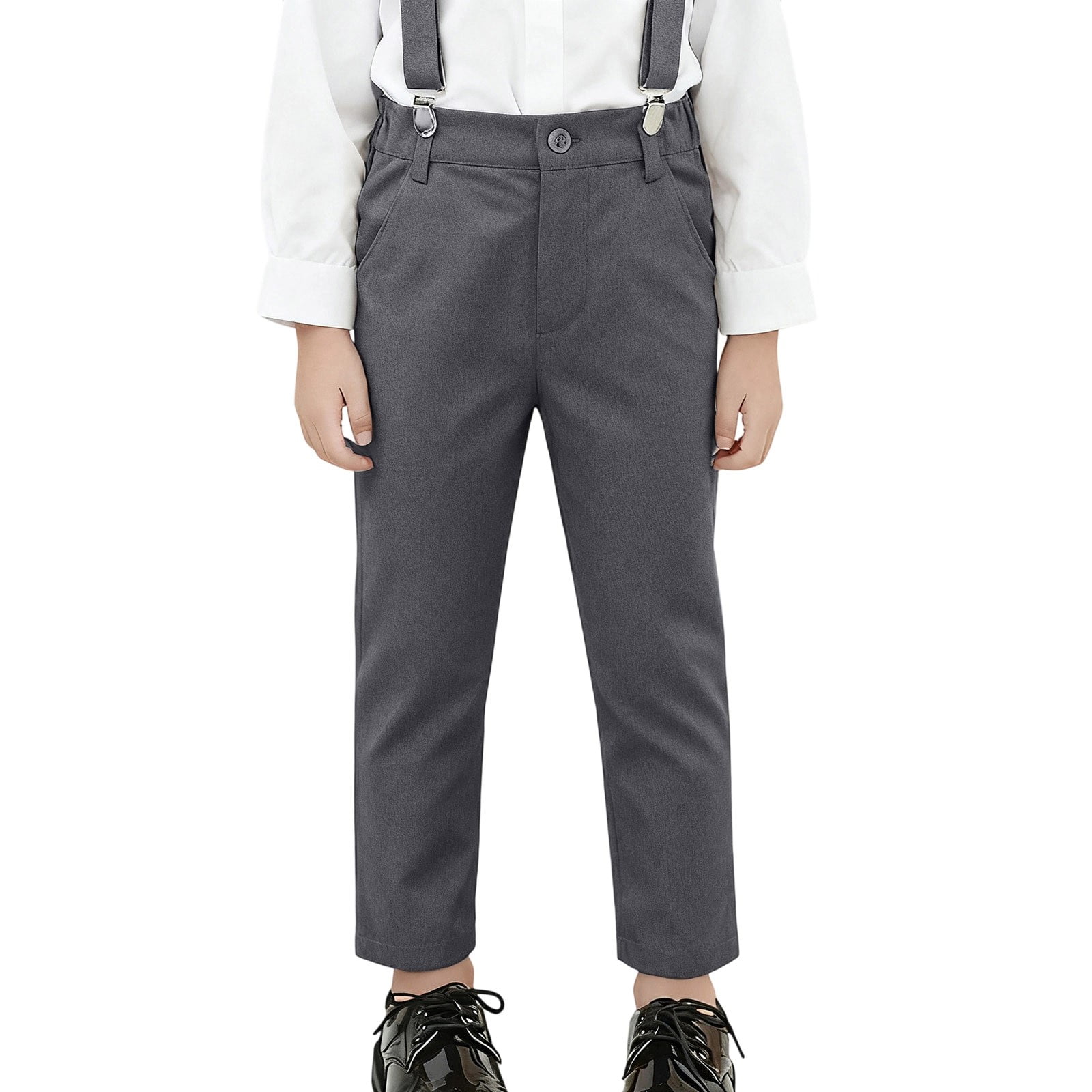 Byoo Big Boy s Dress Overalls Pants Formal Solid Color Straight Fit ...