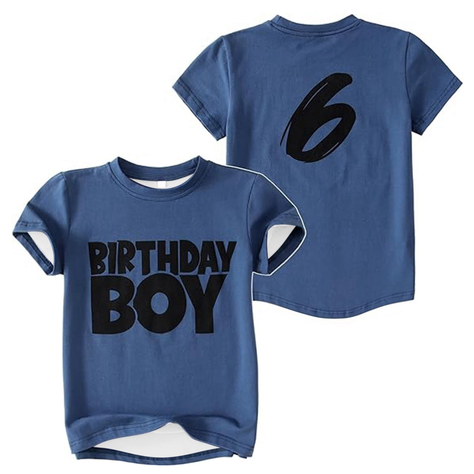 Byoo Big Boys 6Th Birthday T-Shirt Letter Print Short Sleeve Crew Neck ...