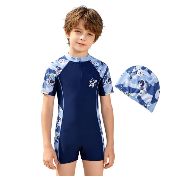 Byoo Big Boys Astronaut Print Swimsuit UPF 50+ Quick Dry One Piece Rash ...