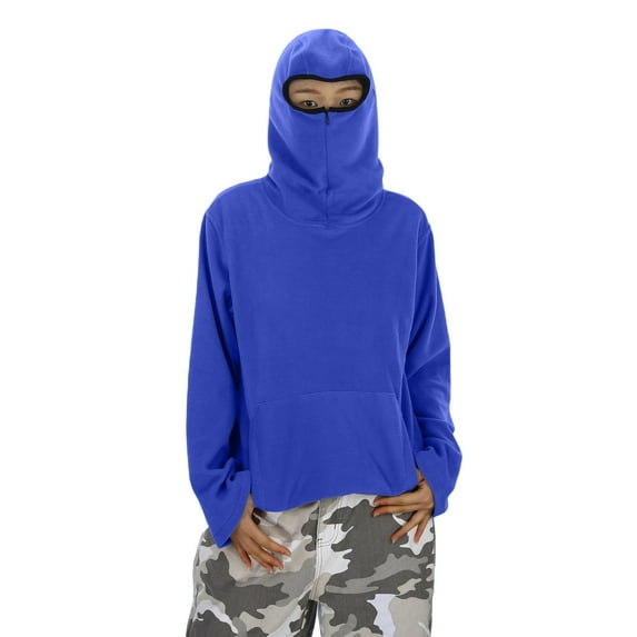 Byoo Big Boys Balaclava Hoodie Sweatshirt Solid Color Pullover Top with ...