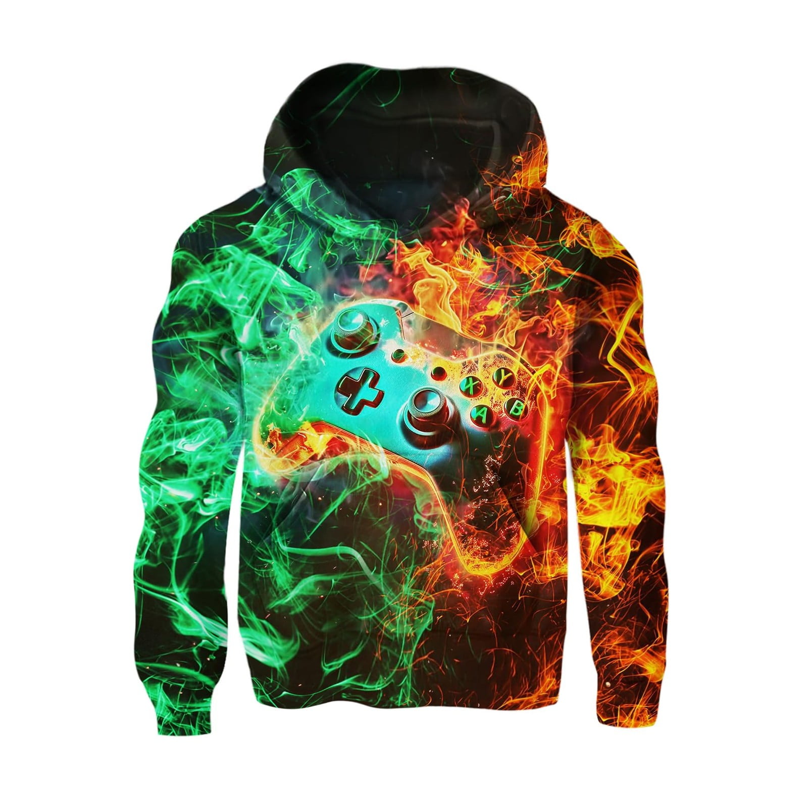 Byoo Big Boys Hoodie Neon Gaming Controller Graphic Hooded Pullover ...