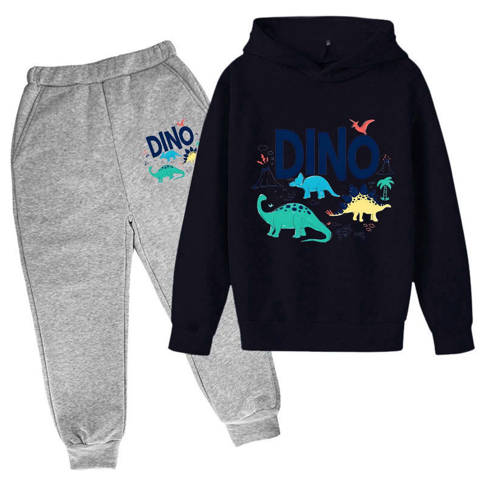Byoo Big Boys Outfits Dinosaur Print Pullover Hoodie Jogger Pants ...