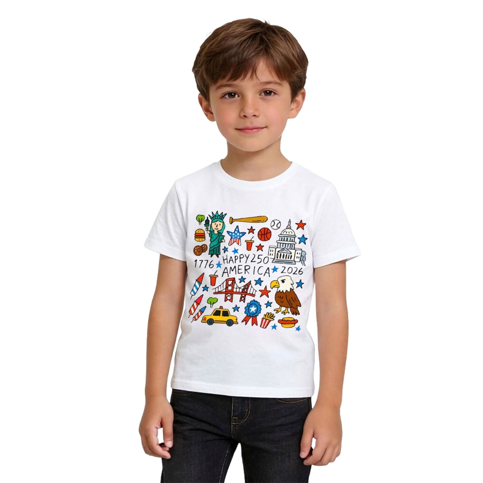 Byoo Big Boys Patriotic Graphic T Shirts 1776 2026 America Print Crew ...