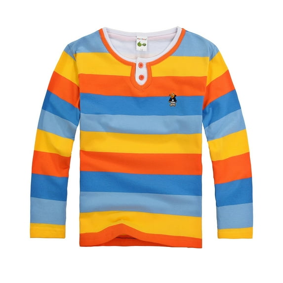 Byoo Big Boys Soft T Shirt Casual Striped Long Sleeve Crew Neck ...