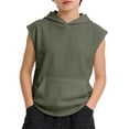 Byoo Big Boys Solid Waffle Knit Sleeveless Hoodie Casual with Kangaroo ...