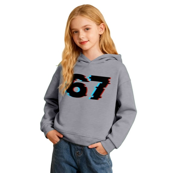 Byoo Big Girl 67 Number Printed Hooded Sweatshirt Active Full Sleeve ...