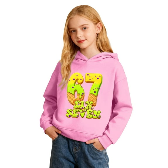 Byoo Big Girl 67 Number Printing Hoodie Leisure Full-Sleeve O-Neck ...
