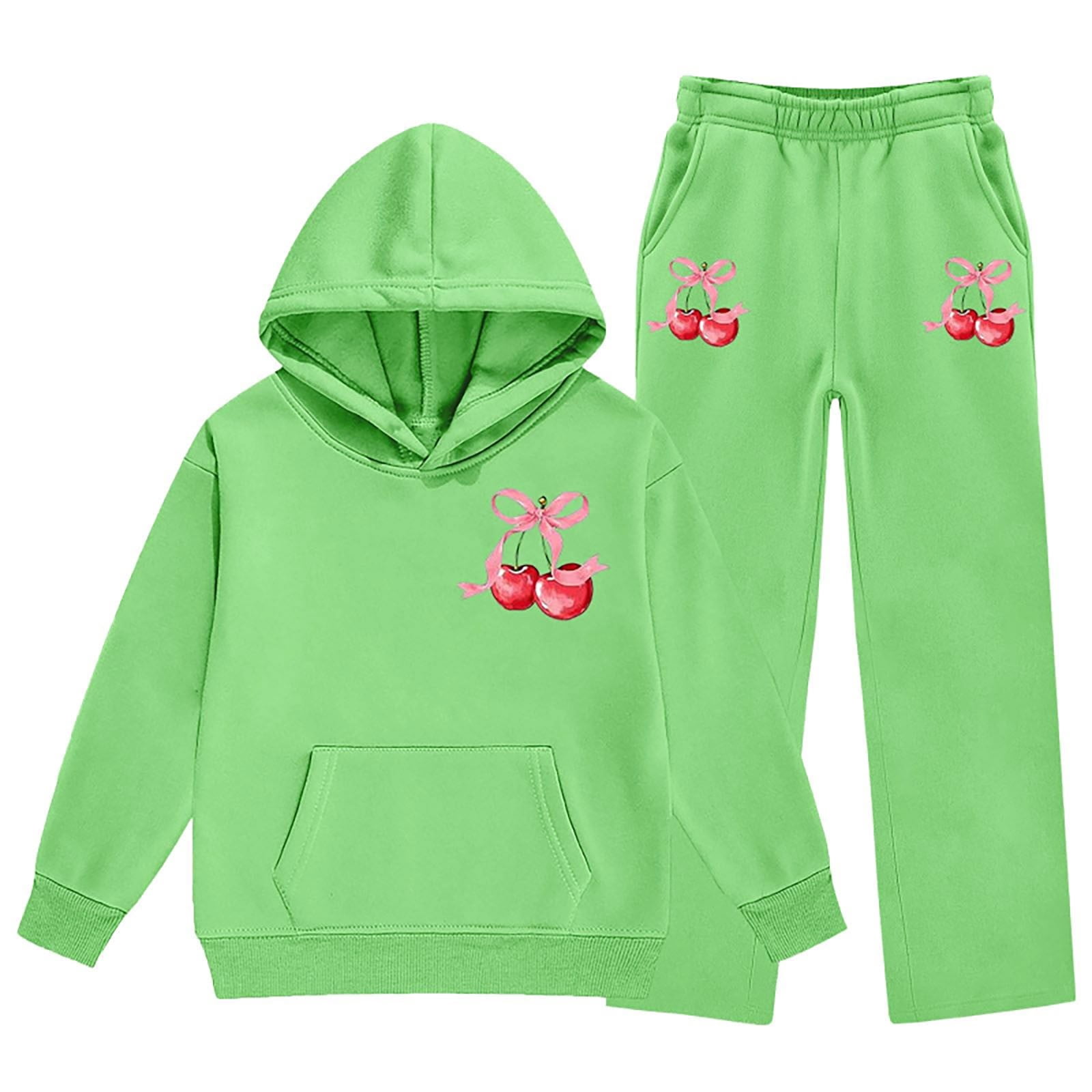 Byoo Big Girl Graphic Tracksuit Cherry Print Pullover Hooded Sweatshirt ...