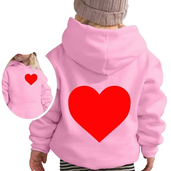 Byoo Big Girl Hoodie Valentine's Day Soft Heart Graphic Long-Sleeve ...