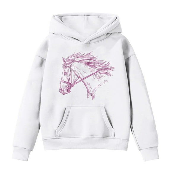 Byoo Big Girl Hoodies Sweatershirts Horse Print Oversize Long Sleeve ...