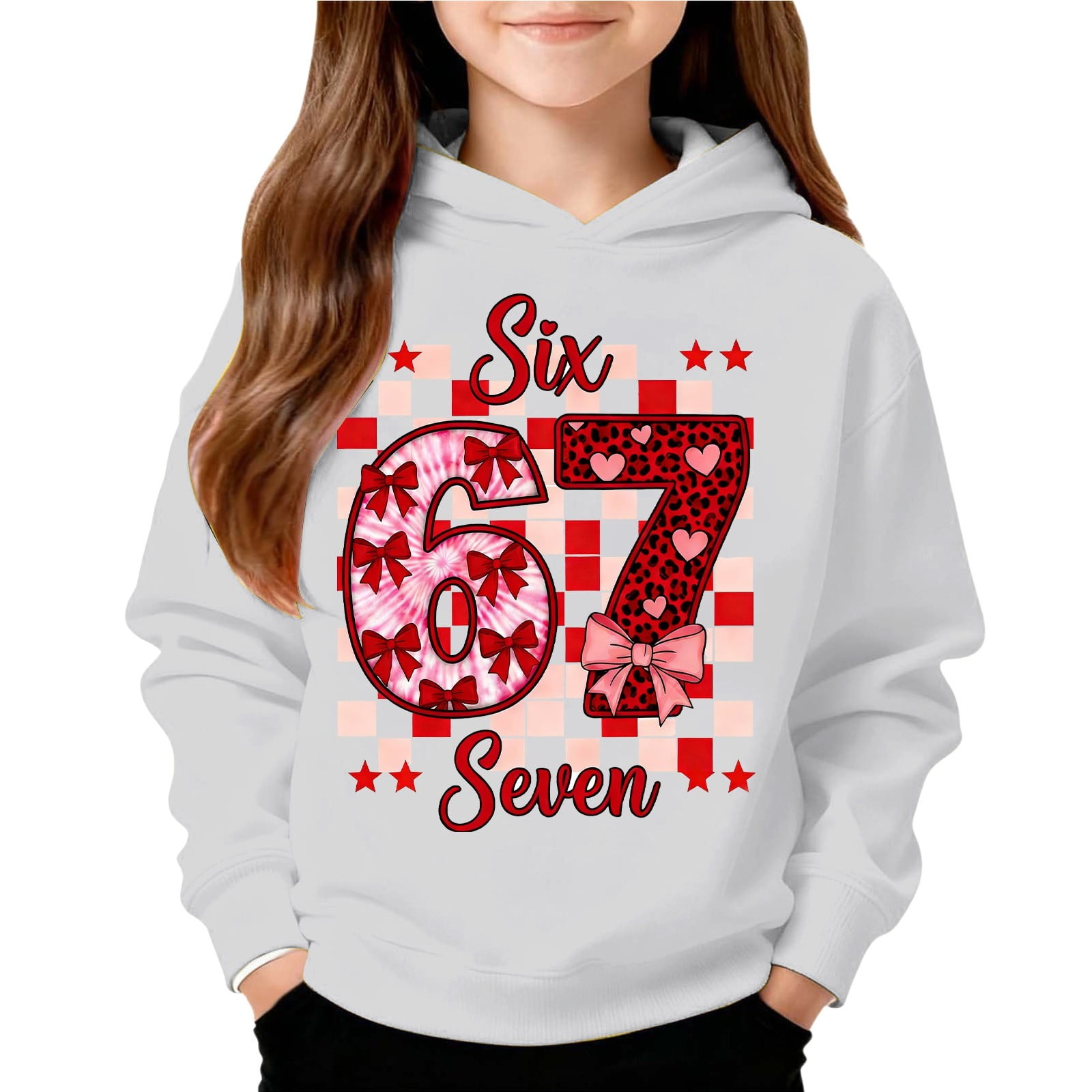 Byoo Big Girl Number Graphic Hoodie Valentine's Day Leisure Hoody ...