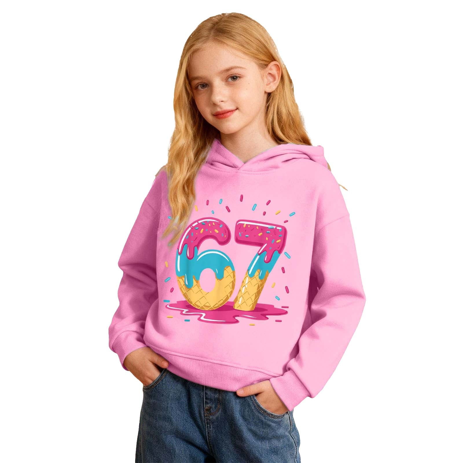Byoo Big Girl Pullover Hoodie Lightweight 67 Number Graphic Long Sleeve ...