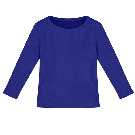 Byoo Big Girl Soft Ribbed Long Sleeve Shirt Solid Crew Neck Casual ...
