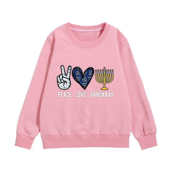 Byoo Big Girl Sweatshirt Hanukkah Menorah Print Crewneck Long Sleeve ...
