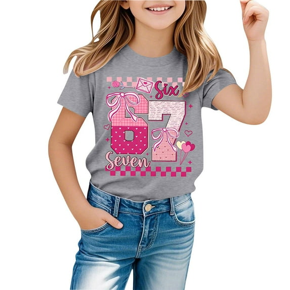 Byoo Big Girl TShirt Cute Funny Valentine's Day Number Printed Short ...