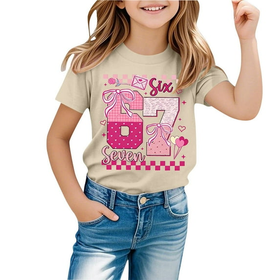 Byoo Big Girl TShirt Valentine's Day Number Printed Short-Sleeve ...