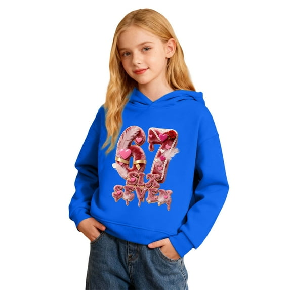 Byoo Big Girl Valentine Hoodie Loose Fit Full-Sleeve Hooded Pullover ...