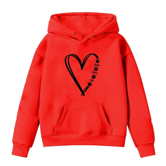 Byoo Big Girl's Oversized Hoodie Heart Printed Long Sleeve Oversized ...