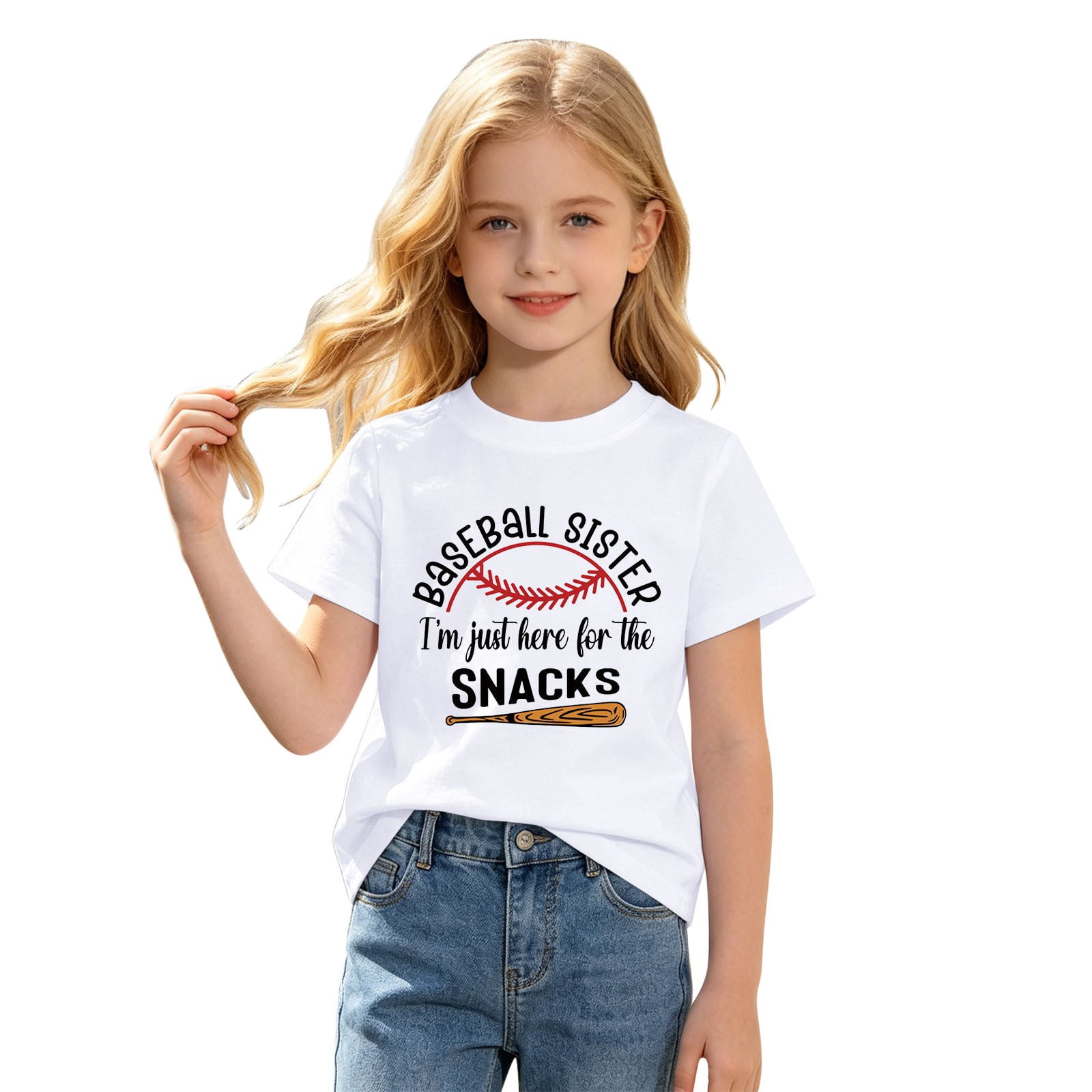 Byoo Big Girls Baseball Sister Graphic T-Shirt Short Sleeve Crew Neck ...