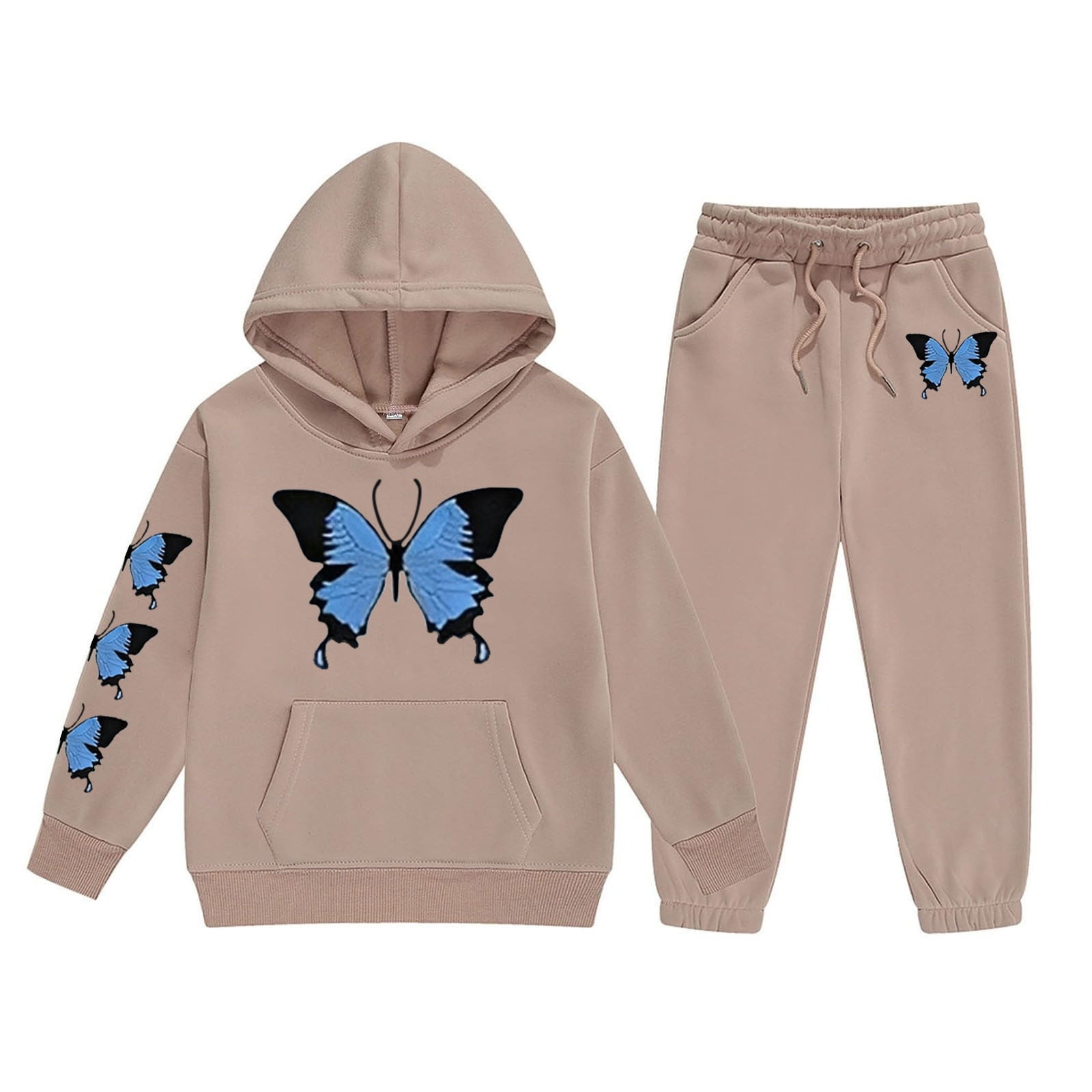 Byoo Big Girls' Clothing Set Butterfly Print Hoodie Sweatpants Sweatsuit Jogger Set - Walmart.com