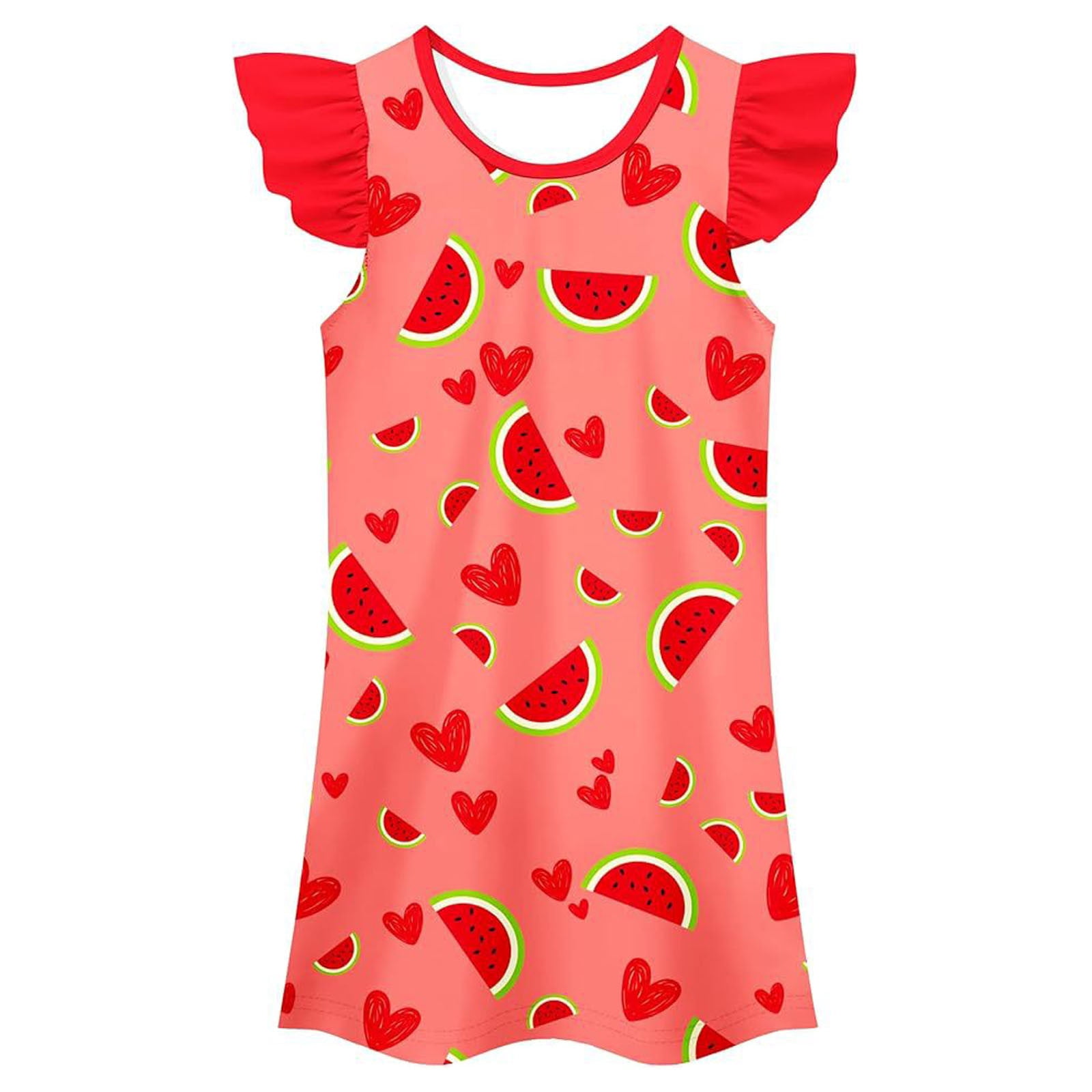 Byoo Big Girls' Cute Dog Print Ruffle Sleeve Dress Casual Round Neck A ...