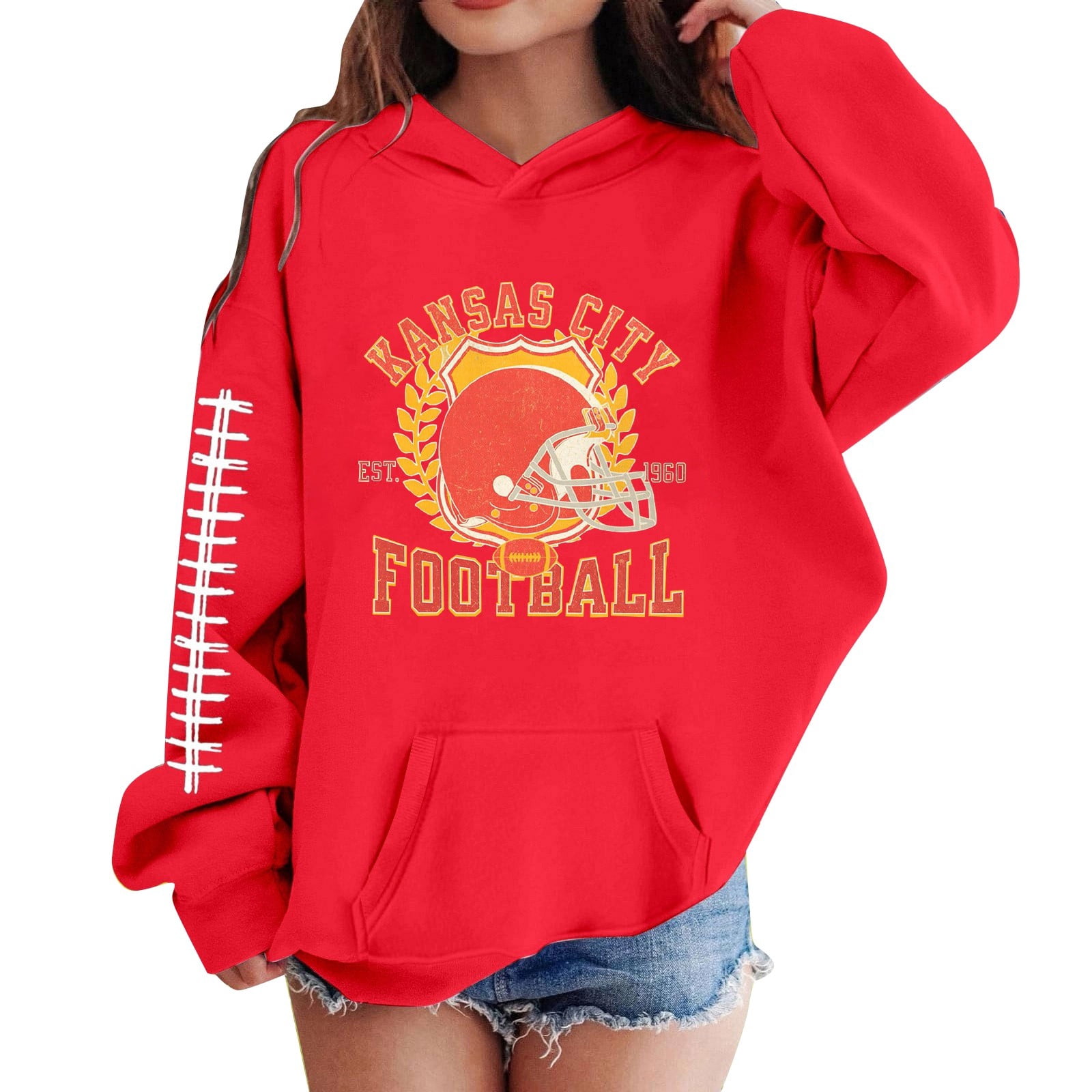 Byoo Big Girls Football Hoodie Graphic Sports Pullover Hooded ...