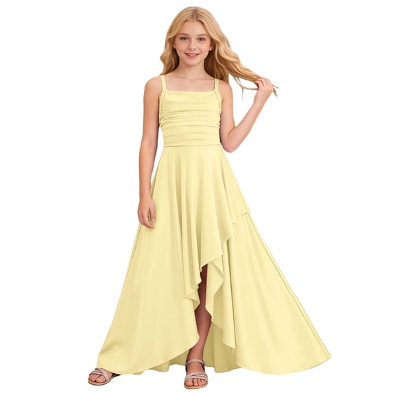 Byoo Big Girls Formal Dress Solid Spaghetti Strap High Low Ruched ...
