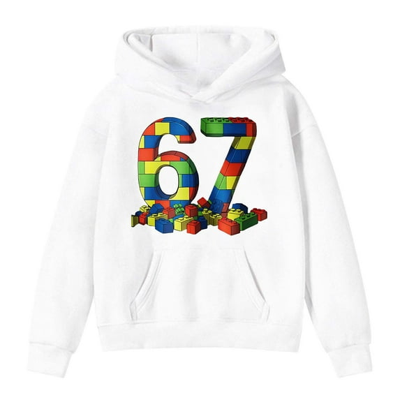 Byoo Big Girls Hoodie Cartoon Building Blocks Number Graphic Oversized ...