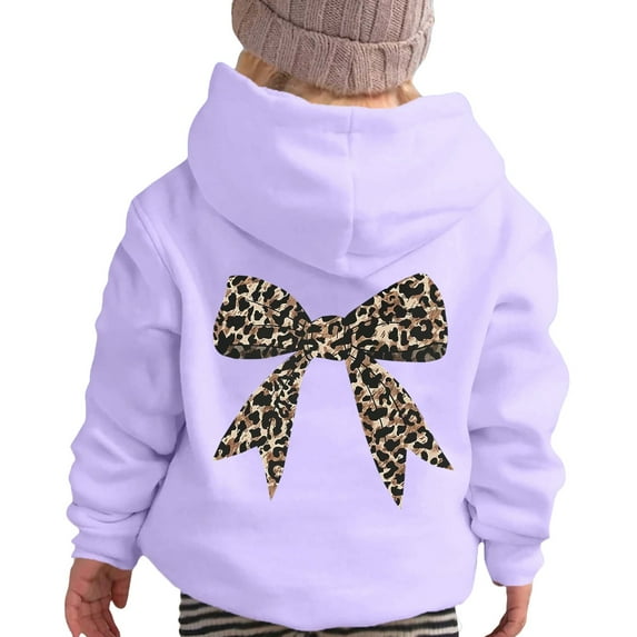 Byoo Big Girls Hoodie Casual Leopard Bow Graphic Long Sleeve Relaxed ...