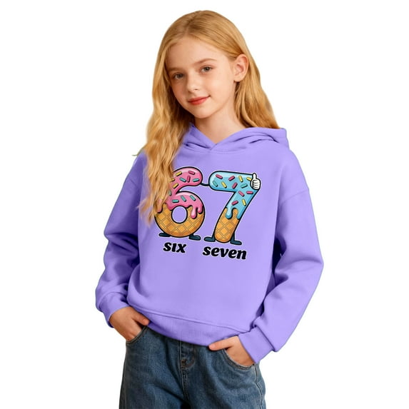 Byoo Big Girls Hoodie Cute 67 Number Graphic Long Sleeve Hooded ...