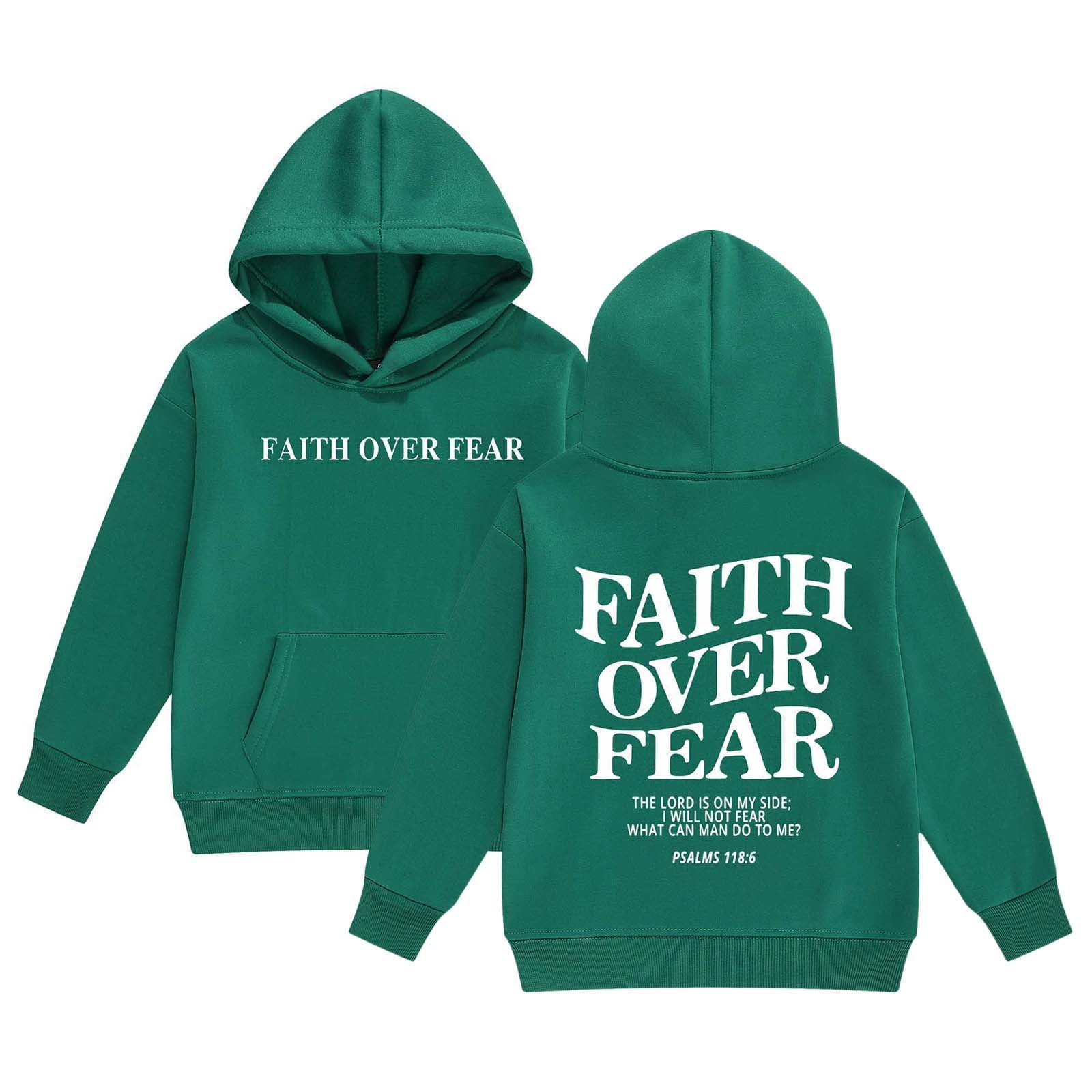 Byoo Big Girls Hoodie Faith Over Fear Letter Printed Long Sleeved ...