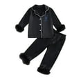 Byoo Big Girls Matching Outfits Christmas Satin Solid Button Down Shirt Trousers Nightwear ...