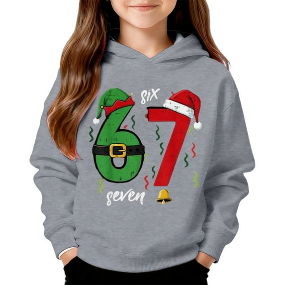Byoo Big Girls Number Print Hooded Sweatshirt Long Sleeve Holiday Hoody ...