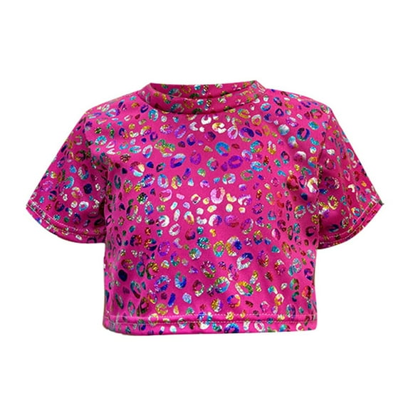 Byoo Big Girls Sequin Glitter Crop Top Short Sleeve Crew Neck T-Shirt ...