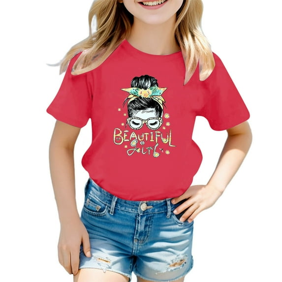 Byoo Big Girls T-Shirt Cute Character Graphic Short Sleeve O-Neck Soft ...